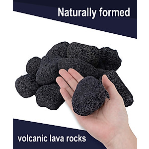 GASPRO 10 Pound Lava Rocks and 10 Piece Small Size Ceramic Fireplace Logs for All Types Fireplace and Fire Pit