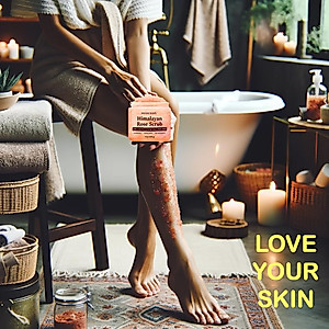 MYSTÉRE BEAUTÉ Himalayan Salt Body Scrub 12 oz - with Collagen and Stem Cells - Exfoliating Salt Scrub for Cellulite - Deep Cleansing for Acne, Scars, Wrinkles - Moisturizes Skin