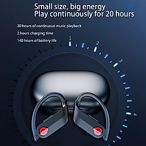 Wireless Earbuds Bluetooth Headphones IPX7 Waterproof Hanging Ears Immersive HiFi Charging Case Digital Display Headset Premium Deep Bass for Sports Running Gaming Black