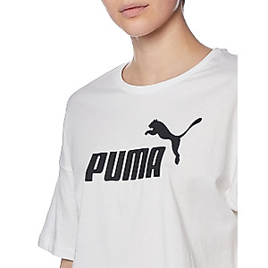 PUMA Women's Essentials Cropped Logo Tee, White, X-Small