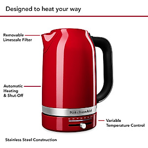 KitchenAid 1.7L Electric Kettle w/Temp Control KEK1701, Empire Red