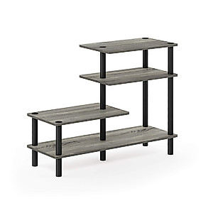 Furinno Turn-N-Tube 6-Tier and 3-Tier Accent Display Racks Bundle | French Oak Grey/Black
