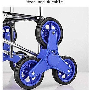Shopping Trolley on Wheels Multi Function Shopping Cart Lightweight 6 Wheel Climbing Stairs Folding Portable Trolley Home Trolley Luggage Cart Storage Hand Trucks,E ,