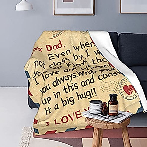 Gift for Dad Blanket from Son/Daughter Kids,to My Dad Blanket from Son Love Airmail Throw Blanket,Best Grandma Gifts,Soft Warm Flannel Fleece Custom Birthday Gifts for Dad