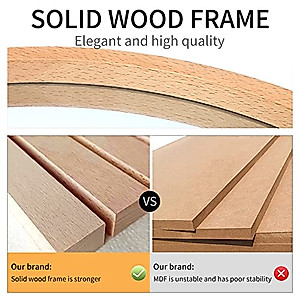 FUWU HOME Wood Round Mirror 24" Circle Wall Mirror Farmhouse Bathroom Vanity Mirror for Living Room Bedroom Entryway Modern Decoration (24" Freely Natural Beech Wood)