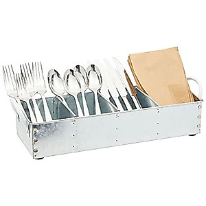Galvanized Metal Tray Caddy with 4 Compartments for Kitchen (16.75 x 5 x 3 In)