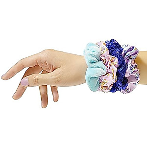 Bluey Hair Accessory 5 Pcs Set - 1 Regular 9 inch Bluey Hair Brush For Girls + 4 Bluey Scrunchies For Kids - Hair Accessories For Girls - Detangling Brush - Elastic Hair Ties Ropes Scrunchies Ages 3+
