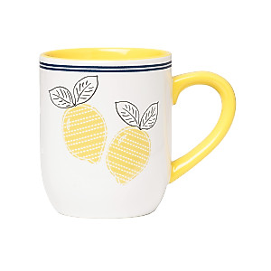 C&F Home Lemon Stripe 16 Oz Ceramic Mug yellow