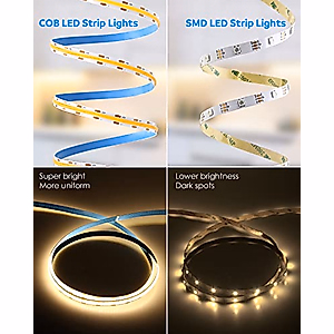 Aclorol USB COB LED Strip Lights Warm White Led TV Backlight 5V 1M 3.28FT 320Leds 3000K CRI85+ FCOB COB Flexible Lights with 1M USB Powered for Bedroom Under Cabinet Kitchen DIY Lighting Project