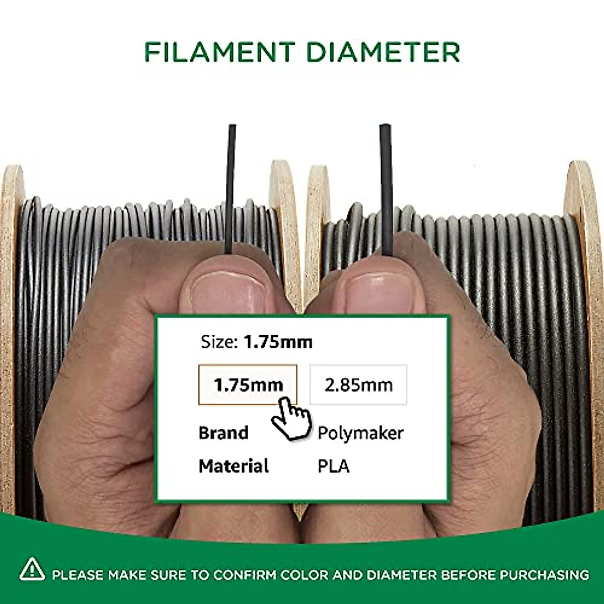 Polymaker Matte PLA Filament 1.75mm Black, 1.75 PLA 3D Printer Filament 1kg - PolyTerra 1.75 PLA Filament Matte Black 3D Printing Filament (1 Tree Planted)