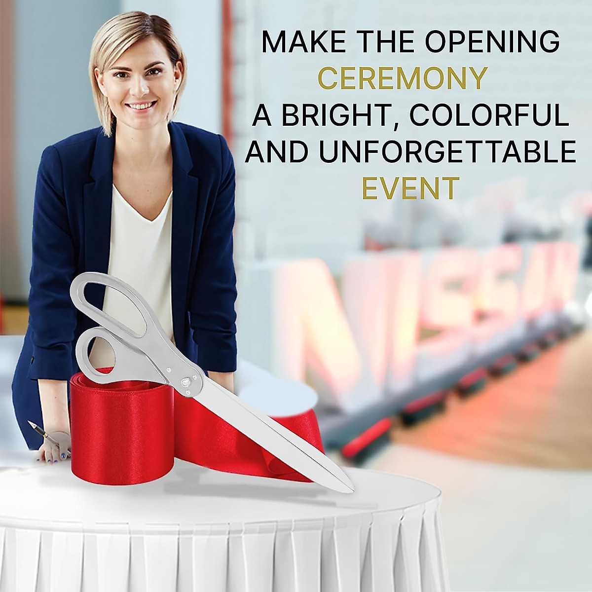 25" Giant Ribbon Cutting Scissors Silver — Heavy Duty Extra Large Grand Opening Ribbon Cutting Ceremony Scissors for Grand Openings Inaugurations Ceremonies & Special Events