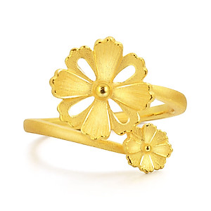 CHOW SANG SANG Cultural Blessings Daily Bliss 999.9 24K Gold Price-by-Weight 3.36g Gold Luxurious Blossom Ring (Size 13) for Women and Wedding Occasion 88427R (13) (17)