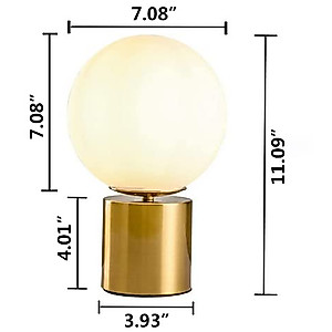 SOTTAE Modern Gold Globe Table Desk Lamp,Vintage Mid Century Round Table Lamp with White Glass Shade Metal Base for Bedroom Bedside Lamp Living Room End Table