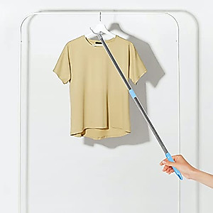 Reach Pole Hook Retractable Clothesline Prop Telescopic Handle Clothing Hook Pole Adjustable Clothesline Rod Hanger Garment Pole with Hook for Closet Shelf Ceiling