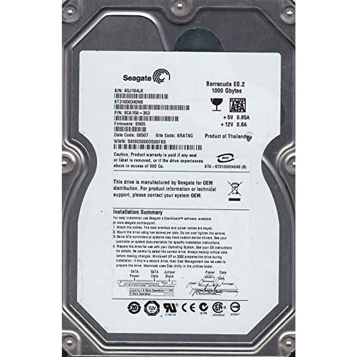 Seagate ST31000340NS 1TB Hard Drive (Renewed)