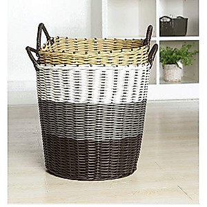 TBGFPO Extra Large Woven Cotton Rope Storage Basket Blanket Storage Baskets, Laundry and Toy Storage, Nursery Hamper - (Color : D)