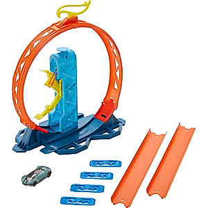 Hot Wheels Track Builder Unlimited Playset Loop Kicker Pack, 10 Track Component Parts & 1:64 Scale Toy Car