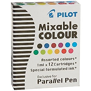 3 Boxes: Pilot Parallel Pen Ink Refills for Calligraphy Pens, Assorted Colors, 12 Cartridges per Pack (77312)