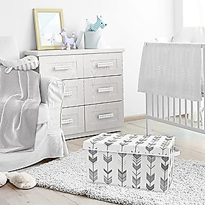 Sweet Jojo Designs Grey Woodland Arrow Boy or Girl Small Fabric Toy Bin Storage Box Chest For Baby Nursery or Kids Room - Gray and White Mod Modern