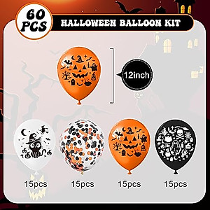 60Pack Halloween Balloons, Halloween Orange Black Confetti Balloons for Party, 12 Inch Balloons for Halloween Celebration Party Decorations