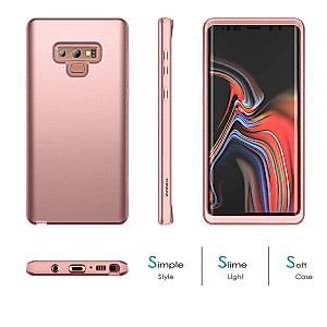 SURITCH Case for Samsung Galaxy Note 9,【Built in Screen Protector】【Support Wireless Charging】 Soft TPU Back Cover+PC Bumper Full Body Protective Case Shockproof for Note 9 Case 6.4"(Rose Gold)