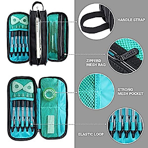 JEMIA Multi Compartments Collection 3 Independent Zipper Compartments with Handle Strap Pencil Case (Black, Polyester)