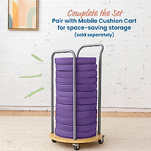 ECR4Kids SoftZone Floor Cushions with Handles, 2" Deluxe Foam, Round, Purple, (6-Pack)