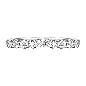 Tirafina Diamond Band Rings, 9 Natural Round Diamonds, Diamonds Set in a Miracle Plate Setting, 14K Rose Gold-plated Sterling Silver/14K Gold-plated Sterling Silver/Sterling Silver band (1/10 cttw)
