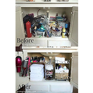 Tiger Pull Out Drawer Organizer, Double Tier Shelves 12" W x 18" D x 16"H, Great for Vanities Under Sink, Perfect for 15" Wide Cabinet Or More