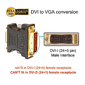 DTech DVI Male to VGA Female Adapter DVI-I 24+5 Port Converter