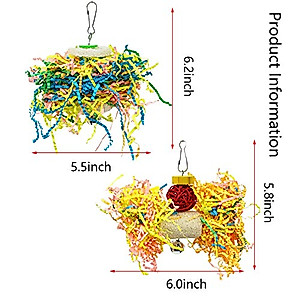 5Pcs Bird Shredding Toys for Parakeet Cockatiel Conure Bird Parrot Loofah Toys Parakeet Chewing Toys Parrot Shredder Toys Bird Foraging Toys Bird Cage Accessories for Small Medium Parrots