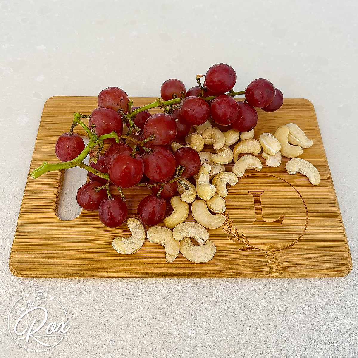 Personalized Cutting Boards - Small Monogrammed Engraved Cutting Board (I) - 9x6 Customized Bamboo Cutting Board with Initials - Wedding Kitchen Gift - Wooden Custom Charcuterie Boards by On The Rox