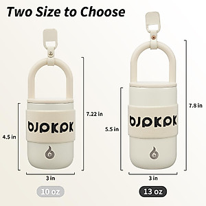 BJPKPK 13oz Insulated Loop Tumbler With Lid And Handle Stainless Steel Travel Coffee Mug Thermal Cups,Beige