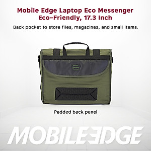 Mobile Edge ECO Laptop Messenger Bag for Men and Women, Fits Up To 17.3 Inch Laptops, Cotton Canvas, Olive Green, MECME9