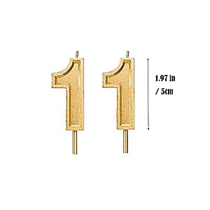 11th Birthday Candles, Gold Number 11 Cake Topper for Birthday Decorations Party Decoration
