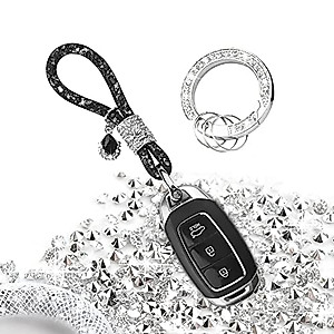 Jawmoy Pack-1 Bling Car Keychain, Rhinestones Keychain Accessories, Metal Crystal Key Chain Ring (Black)