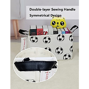 QUEENLALA Rectangular Laundry Hamper/Foldable Nursery Laundry Basket for Organizing/Storage Bin Baskets/Children Toy Office Bedroom/Toy Bin Closet Shelf Baskets（Rec-Football）