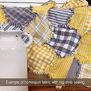 Summer Yellow 6 Cotton Homespun Plaid Fabric by JCS - Sold by The Yard