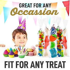 Simple Craft 200 Pack Candy Treat Cellophane bags - 8x10 Thick Plastic Candy Bags With Ties For Goodie Bags - Clear Cellophane Treat Bags For Candy, Cookies & Pastries (8''x10'')