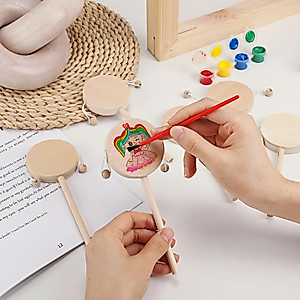 Exceart 8Pcs Unfinshed Wood Toys Wooden Rattle Toy Rattle Drum Toy DIY Painting Craft with Pigment and Pen for Kids Girl Child