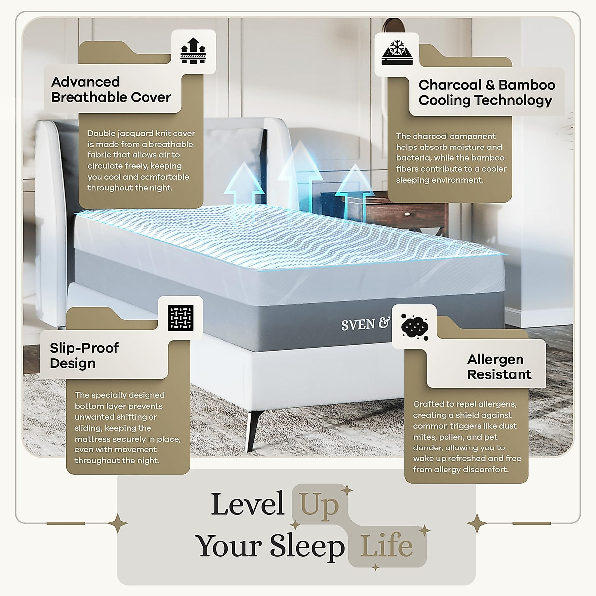 Sven & Son Luxury Hybrid Spring Mattress, Premium Materials, CertiPUR-US, Made in The USA, 14 inch Medium Soft - Twin