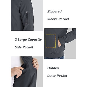 KEFITEVD Men's Windproof Bomber Jackets Varsity Jacket Men Classic Fit Bomber Jackets Men Military Windbreakers Work Jackets for Men