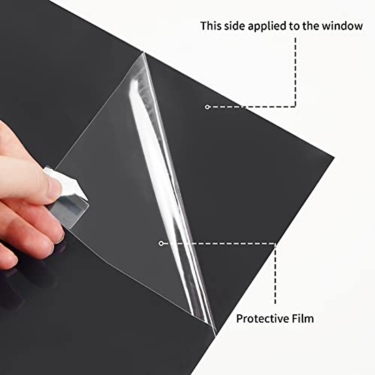 MecTo Window Privacy Film Opaque One Way Window Film Removable Static Cling Non Adhesive Privacy Window Film Sun Blocking Window Tint for Home Office (Black-Silver, 17.7 x 78.7 Inch)