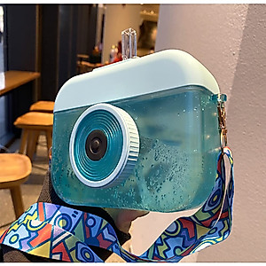 Cute Water Bottles with Straws, Creative Kawaii Camera-Shaped Straw Cups, Kawaii Water Leak Proof Bottles, BPA-Free Water Cup for Adult Kids Outdoor Camping Sports Travel, Gifts from Daughter and Son