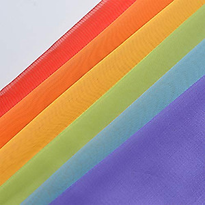 Yancorp 6 Panels Sheer Curtains Rainbow Window Decoration Voile Drapes 84 Inches Kids Girls Boys Party Favor Christmas Classroom Decor Kitchen Bedroom Backdrop(Rainbow,W40 x L84)