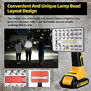 WaxPar 2000LM 20V Light for Dewalt 20V Tools Lithium-ion Battery, 18W Flashlight Replacement for Dewalt Light Spotlight with USB Port Zinc Alloy Head for Power Failure, Camping, Outdoor, Indoor