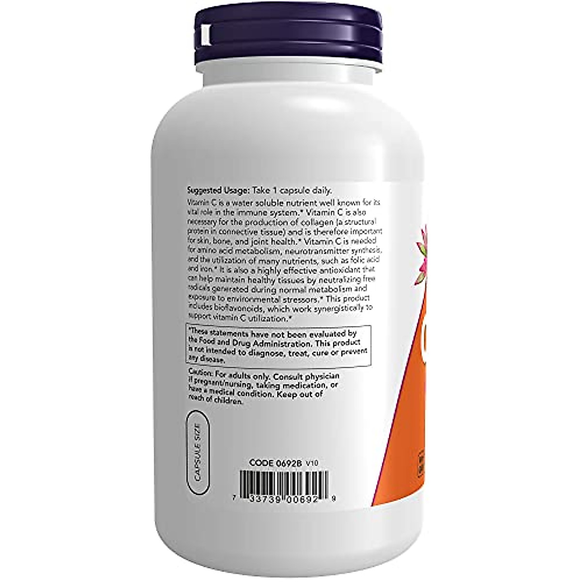 NOW Supplements, Vitamin C-1,000 with 100 mg of Bioflavonoids, Antioxidant Protection*, 250 Veg Capsules