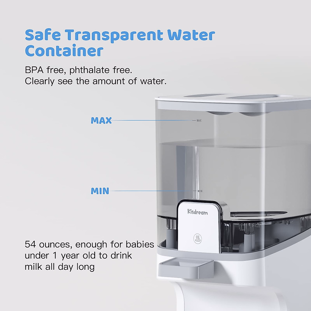 Instant Warmer Baby Bottle Warmer, Kisdream Formula Maker Instantly Dispenses Water Warmer at Perfect Temperature, 3 Mode, Large Capacity 24/7 Smart Thermostat, No More Waiting