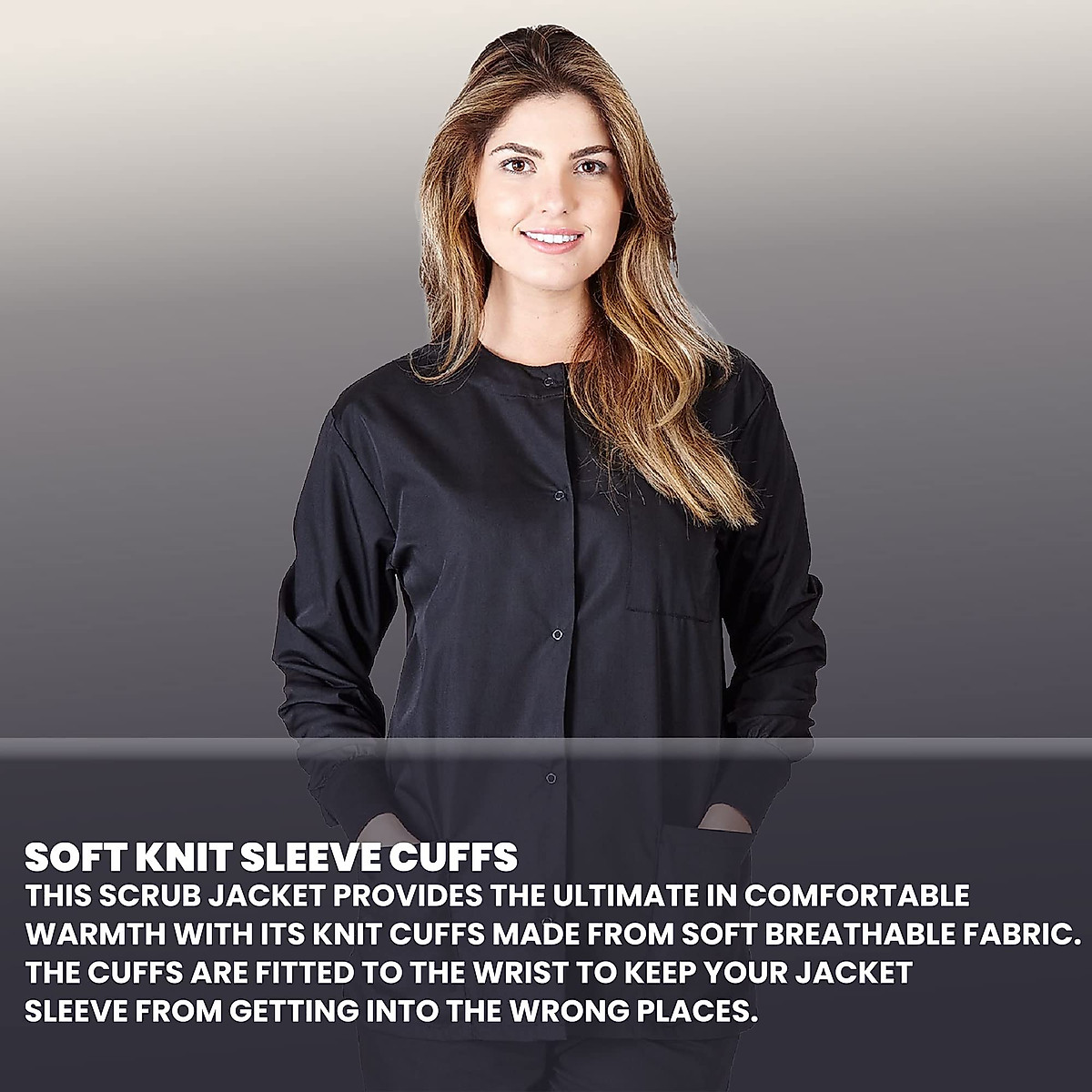 Women's Scrub Jacket Warm Up Medical Scrub Jackets for Women (Black, Medium)