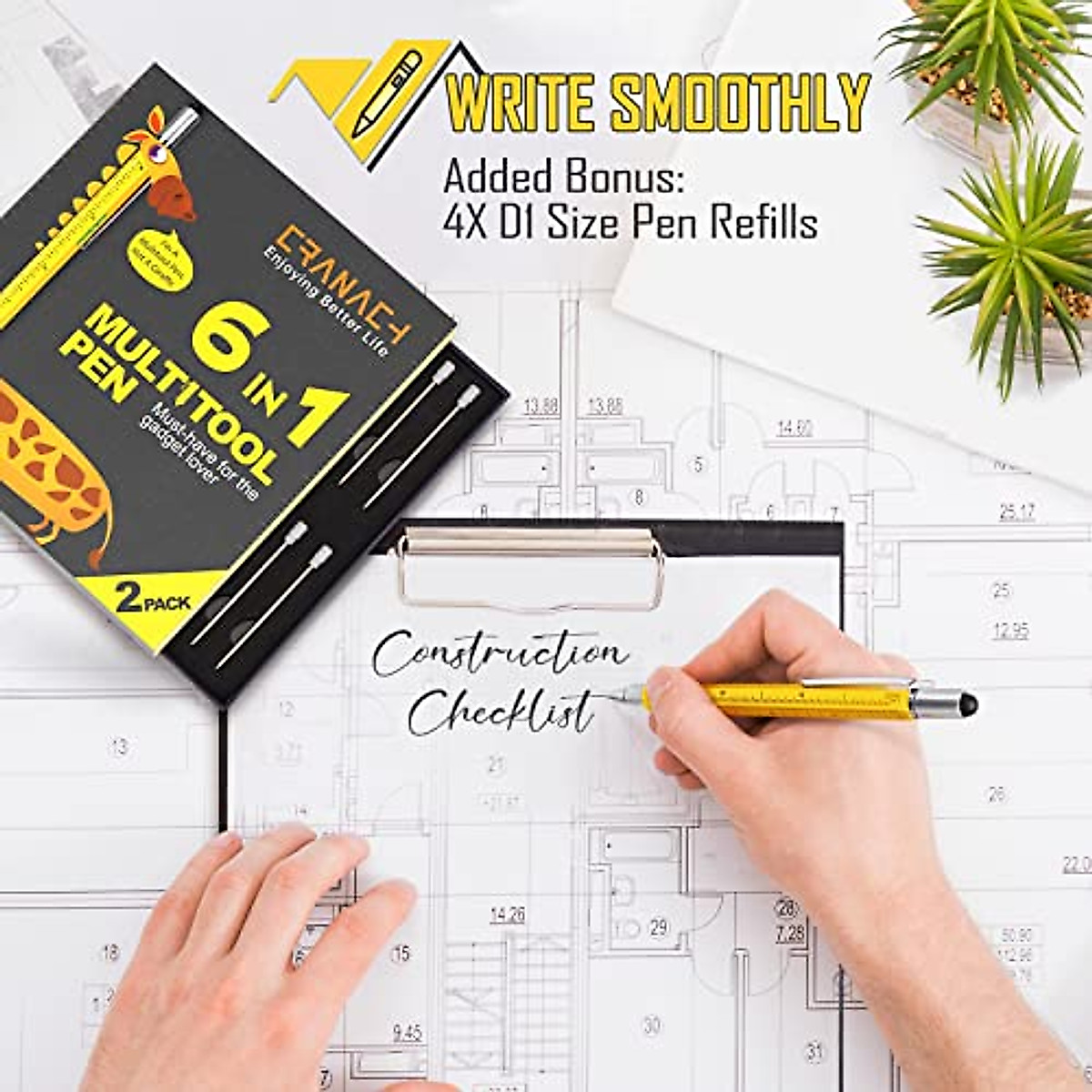 Tool Gifts for Men and Women-2 Pack Multitool Pen Construction Tools, Pen Tool Gadget for Men Women,Gifts Ideas for Engineer Woodworkers Carpenter and 20 in 1 Multi Tool Cool Gadgets for Men